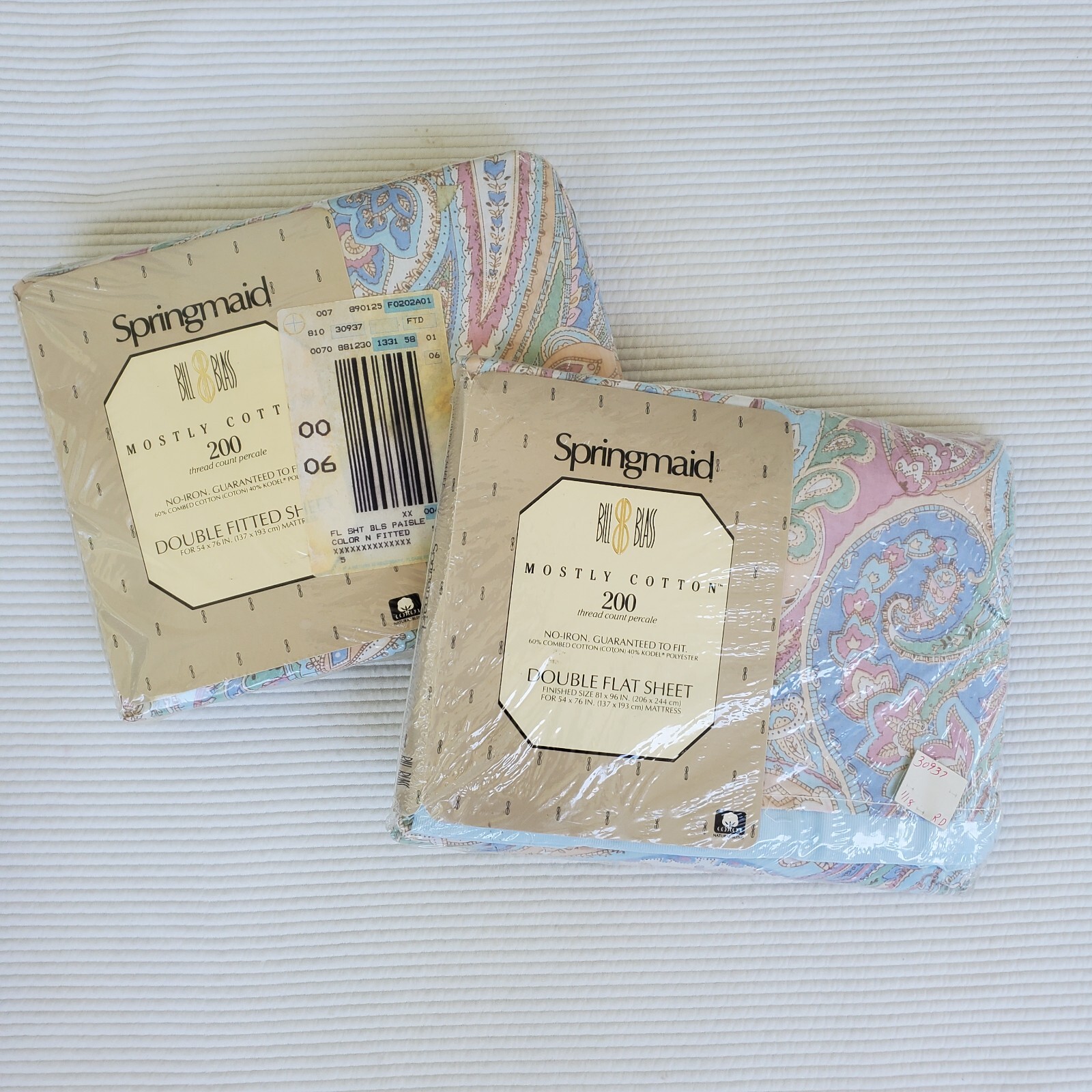 Springmaid Paisley Double Bed Sheet Set Flat Fitted Polyester Cotton ...