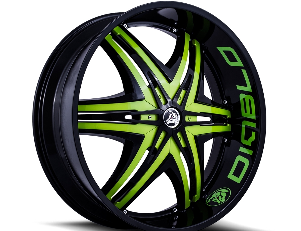 24" Diablo Elite G2 Black Green Wheel Rim | 24x10 | +40 ...
