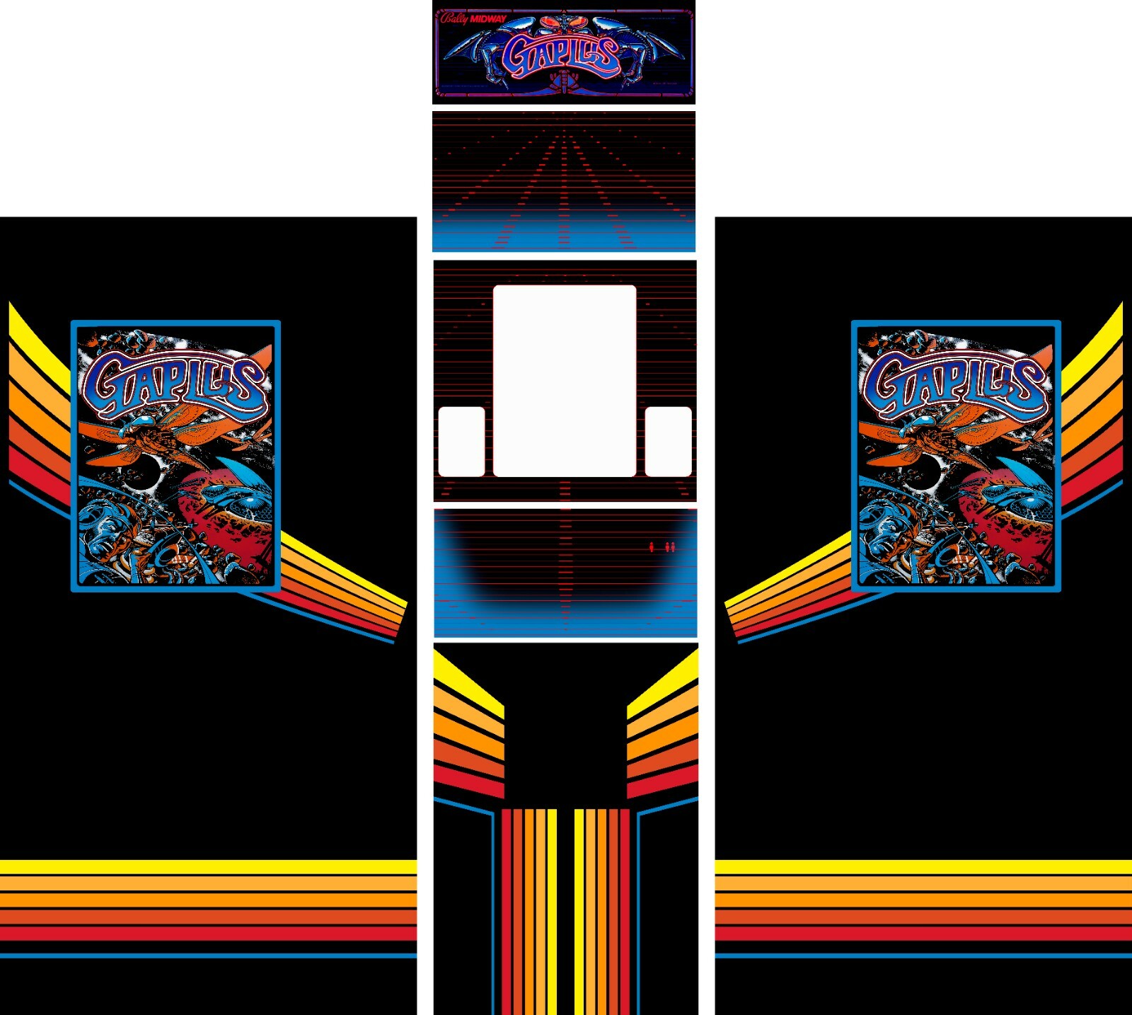 Gaplus Arcade Complete Art Kit CPO Bezel Side Art Marquee 7pc Set High ...