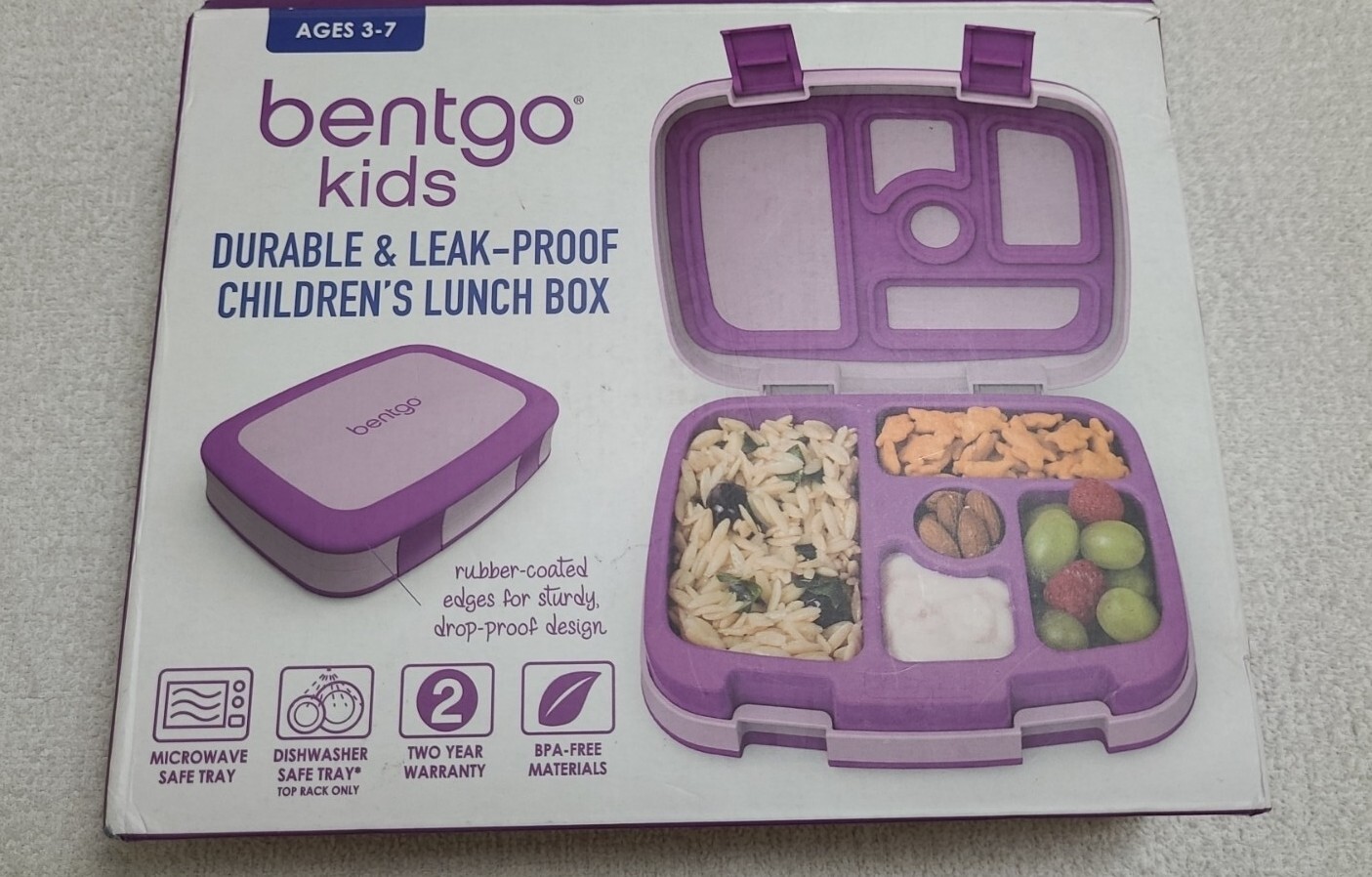 Bentgo Kids Lunch Box - Purple | 5 Compartments | Leak-Proof | BPA-Free ...
