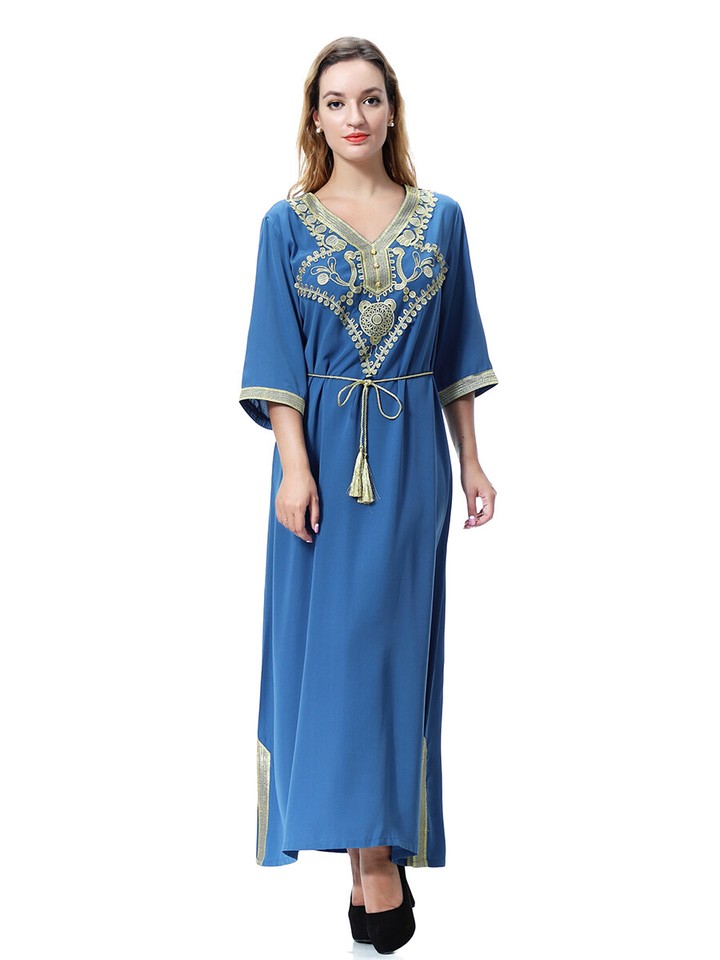 Dubai Abaya Muslim Women Maxi Dress Kaftan Robe Arab Turkey Loose ...