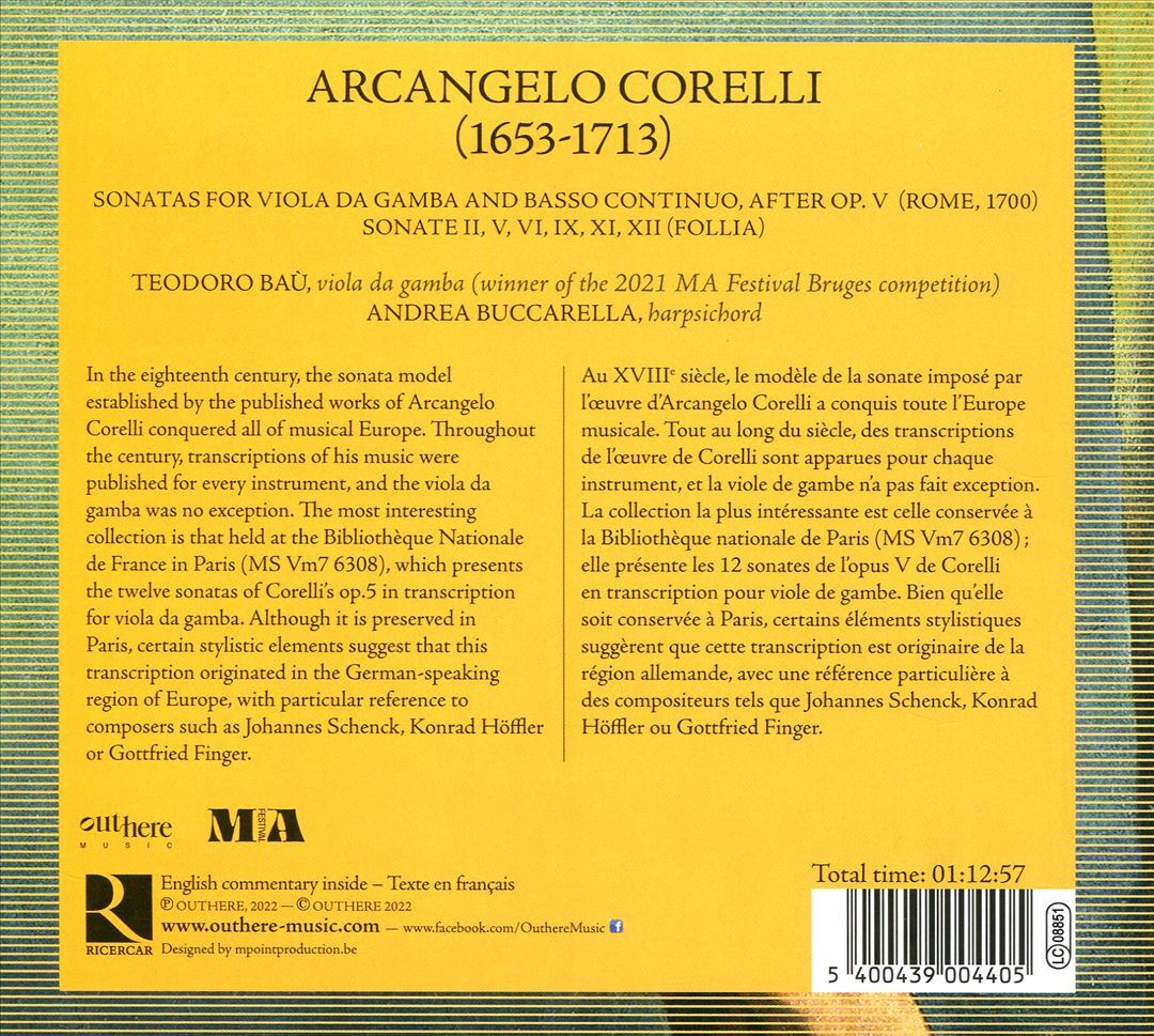 TEODORO BAÙ / ANDREA BUCCARELLA CORELLI: SONATAS FOR VIOLA DA GAMBA ...
