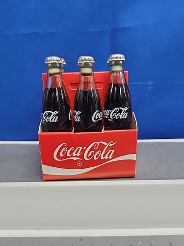 Vintage Coca-Cola 6 Pack Soda Drink Mini Glass Bottles Caps Liquid ...