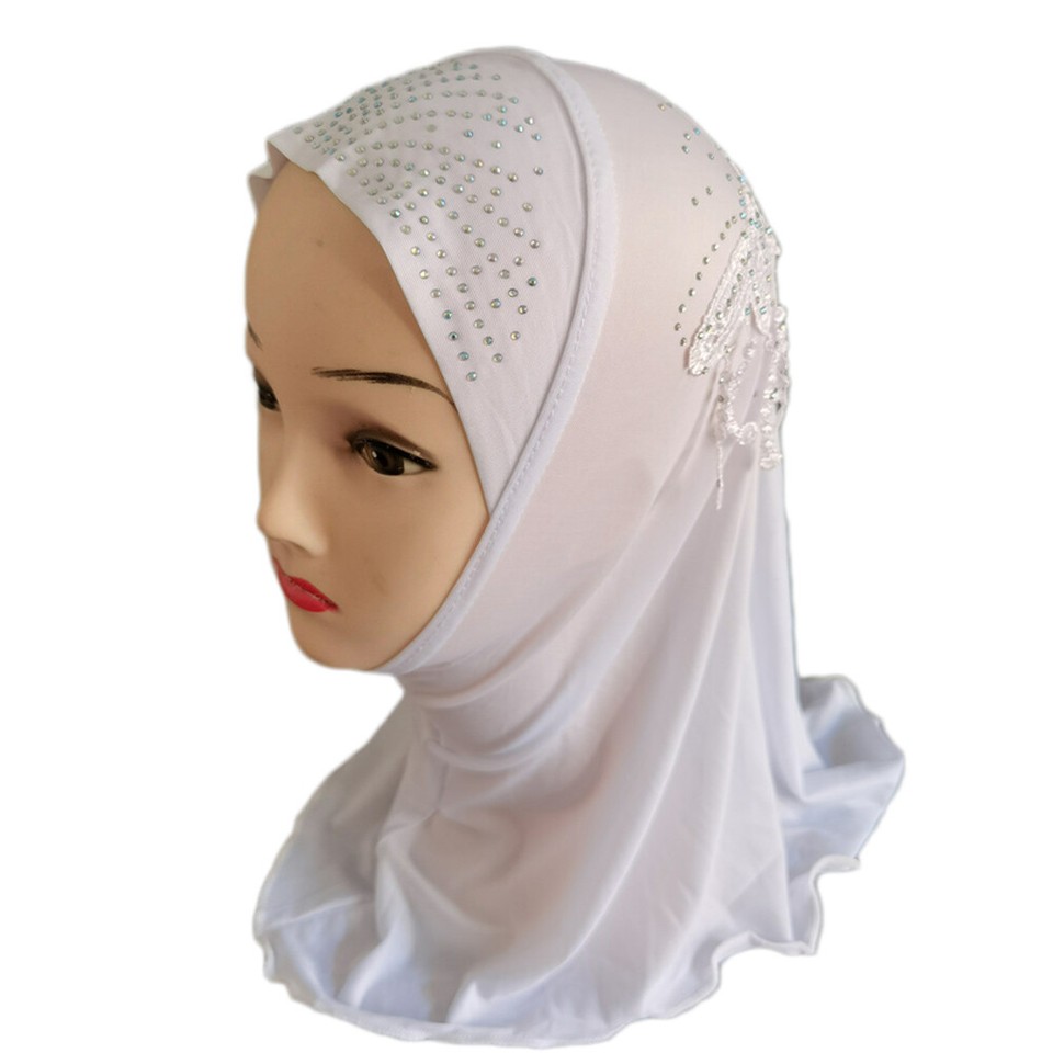 Kids Girls Muslim Turban Islamic Hijab Arab Underscarf Headwear Shawl ...