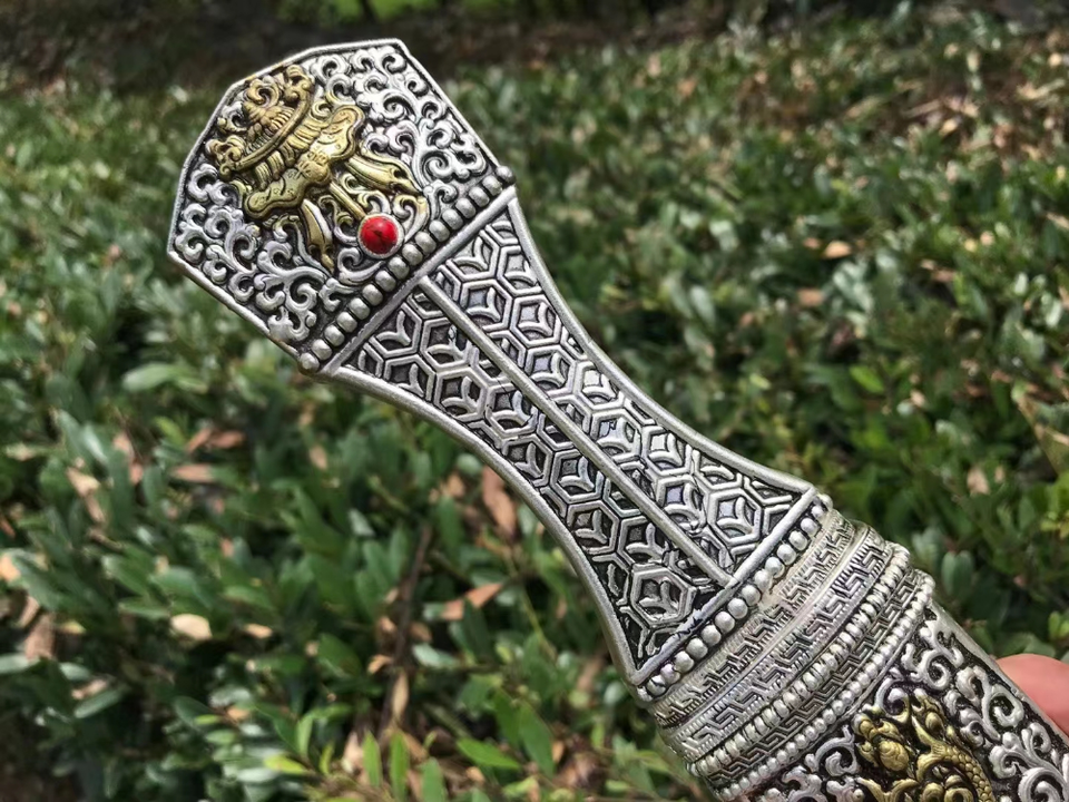 Tibetan Dragon Short Knife Spring Steel Sharp KUNGFU Dao Sword Dagger ...