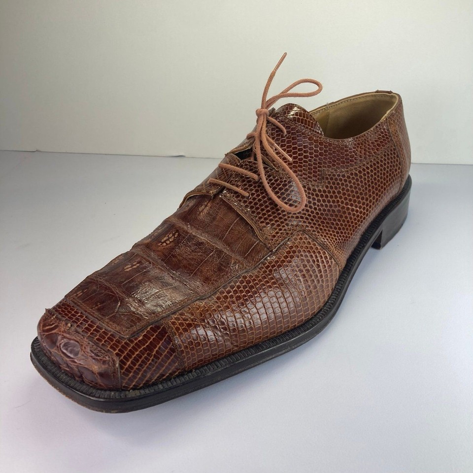 David Eden Crocodile Lizard Skin Men’s Size 13 Brown Red Leather ...