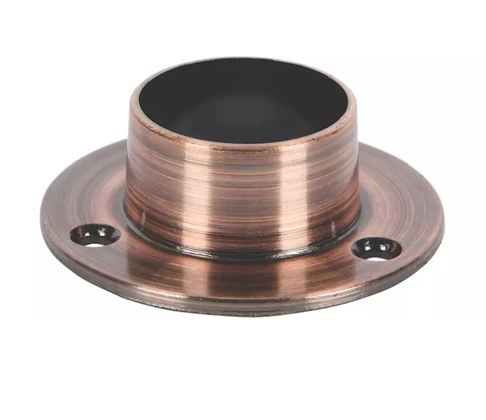 Antique Copper 25mm ROUND Wardrobe Hanging Rail Steel Tube Sockets ...