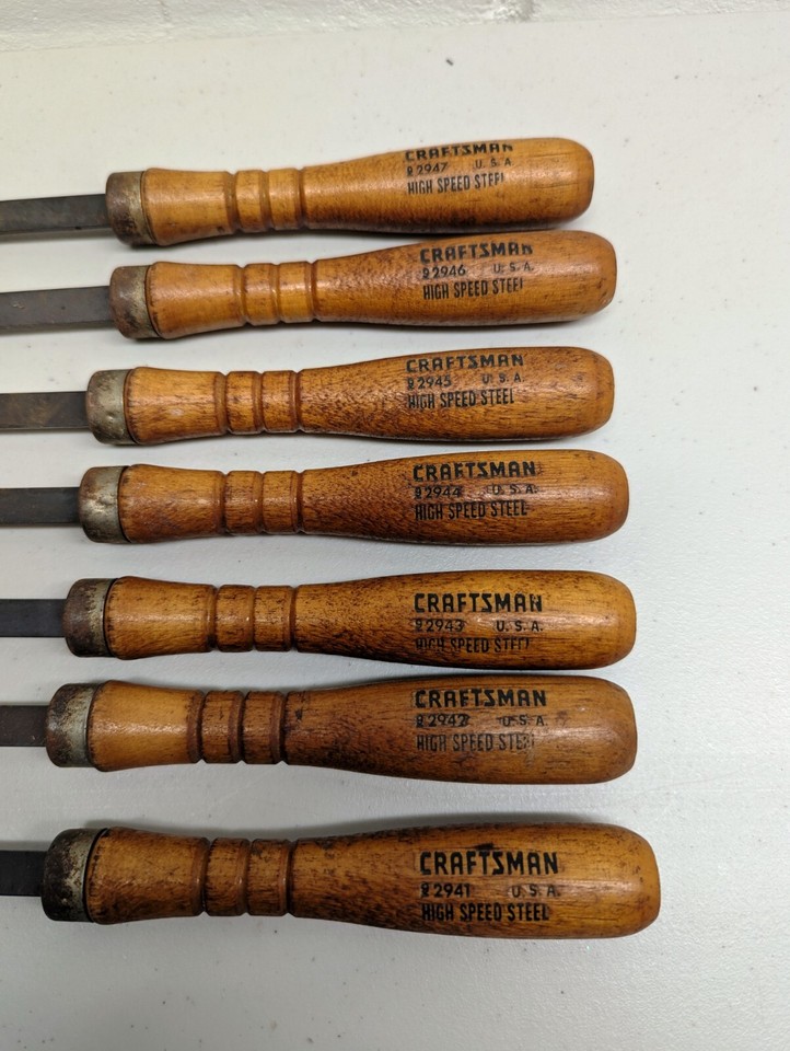 Vintage Craftsman High Speed Steel Wood Turning Lathe Chisels 7 Piece ...