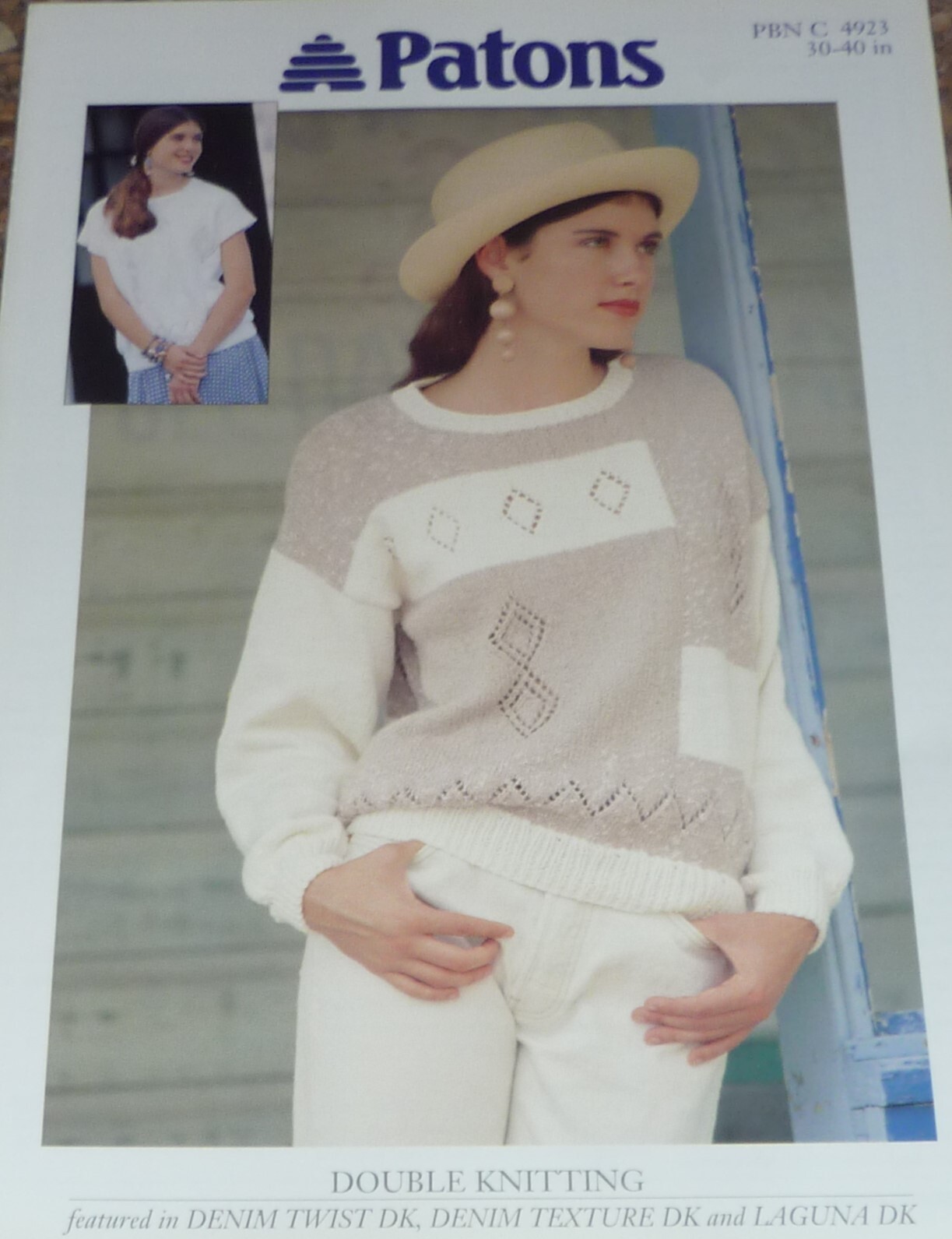 Patons Knitting Pattern Lady's DK Motif Patterned Sweater PBN C 4923 ...