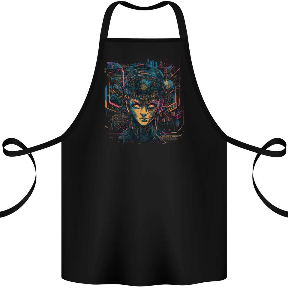 Futuristic Cyberpunk Girl Crypto Alien, Cotton Apron 100% Organic | eBay