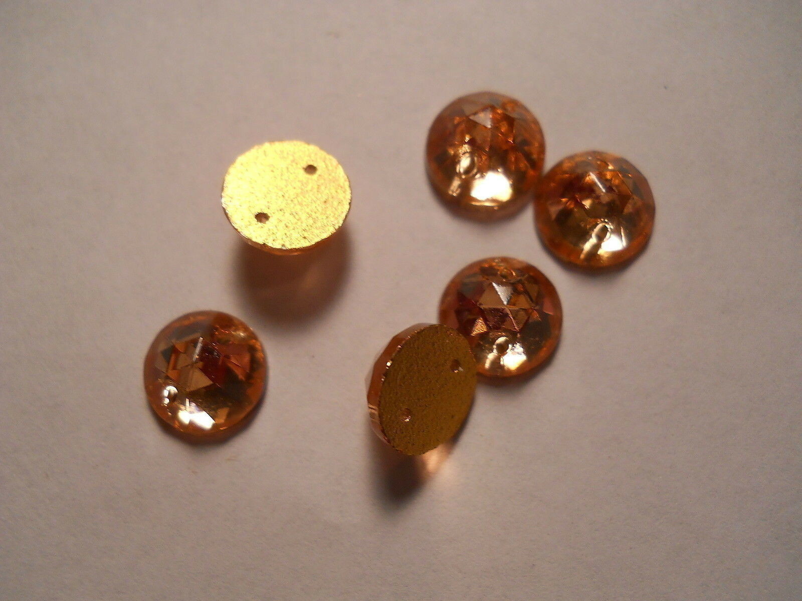 JP37 Vintage glass stones 8mm rosaline sew-on rauten rose FB gold foil ...