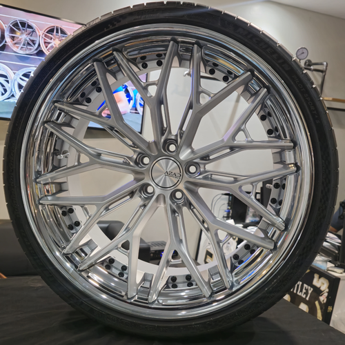 22 Inch Azad Wheels AZSL1.0 Staggered Chrome Rims Michelin Tires BMW 7 ...