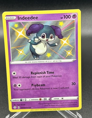 Indeedee SV059/SV122 Shiny Ultra Rare Shining Fates NM Pokemon TCG Card ...