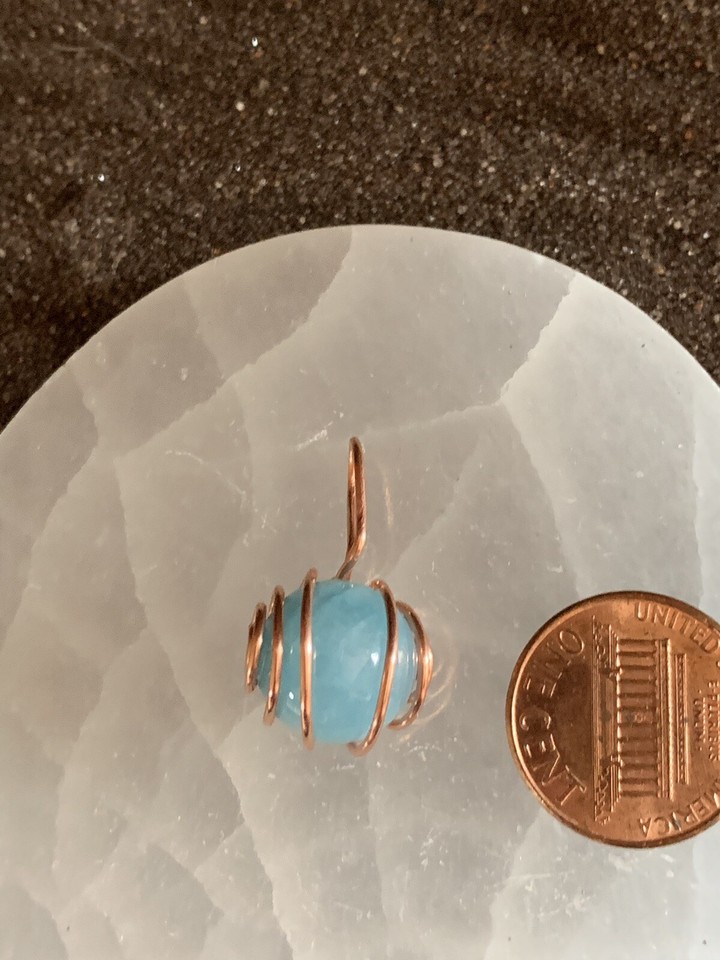 Cute Wire Wrapped genuine Aquamarine Sphere Pendant | eBay