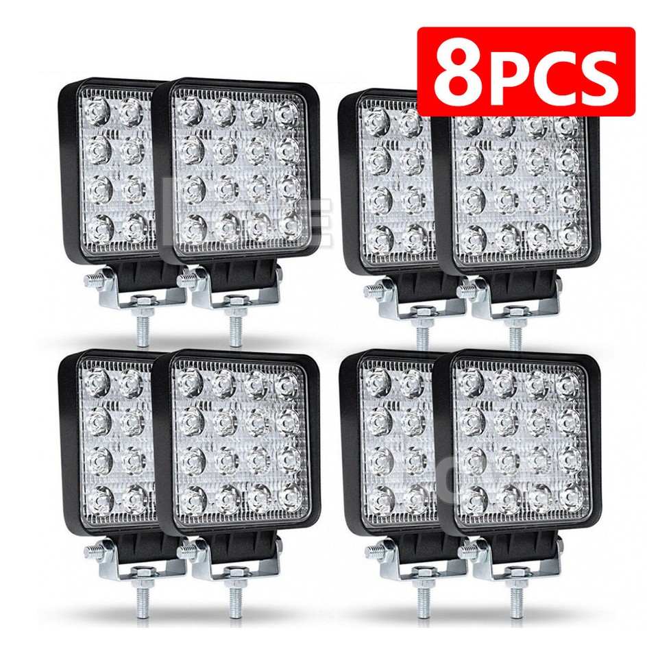 Lightfox 10x 4inch Osram Square LED Work Lights Flood Reverse Ute Truck ...