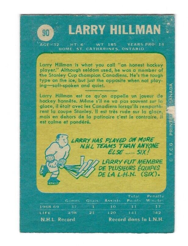 1969-70 OPC 90 Larry Hillman Philadelphia Flyers! EXMT! | eBay