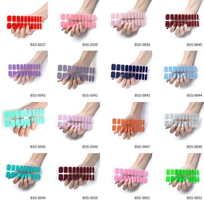 20Pcs Solid Color Nail Polish Strips Adhesive Gel Nail Sticker Gel Nail ...