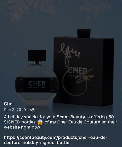 CHER Autographed Perfume Box RARE Limited To 50! Gold Ink Signed Cher ...