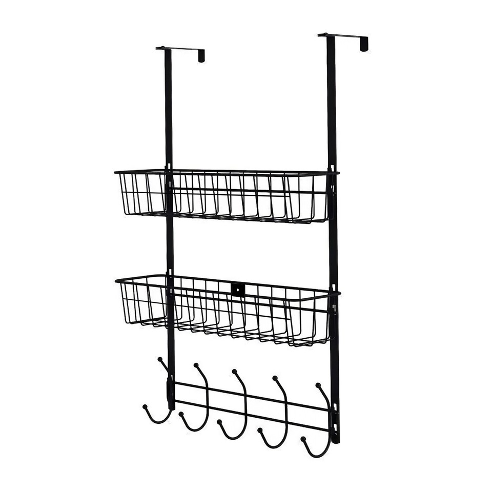 2-Tier Over The Door Organizer Hanger Hook Door Storage Rack Shelf ...