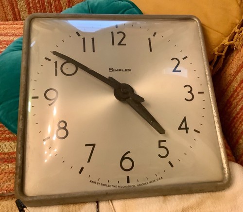 Vtg Simplex Time Recorder Co. Wall Clock square untested | eBay