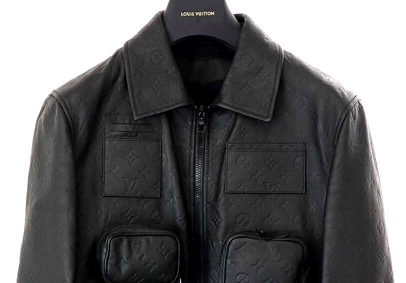 Louis Vuitton Monogram Embossed Utility Black Leather Jacket Men's Size ...