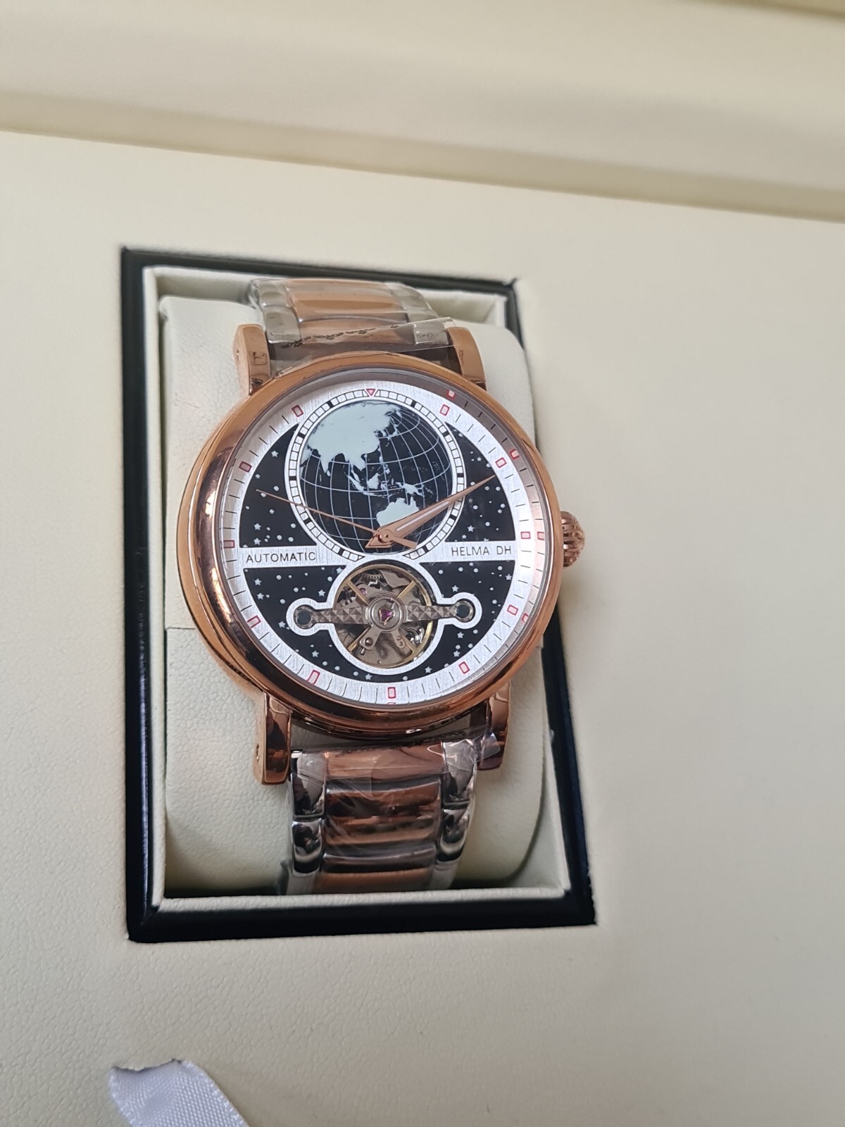 Helma DH automatic open heart watch World View Men's Watch No W125 RRP ...