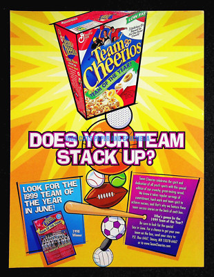Team Cheerios Cereal General Mills 1999 Trade Print Magazine Ad Poster ...