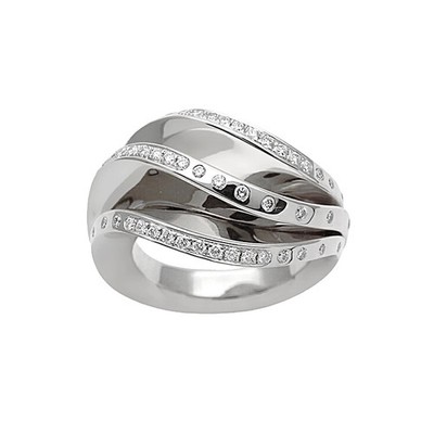 Cartier Nouvelle Vague Wave Diamond 18k White Gold Cocktail Ring Sz 6 ...