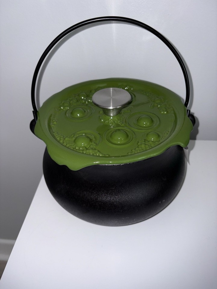 Smith And Clark Halloween Cast Iron Cauldron With Green Bubble Lid | eBay