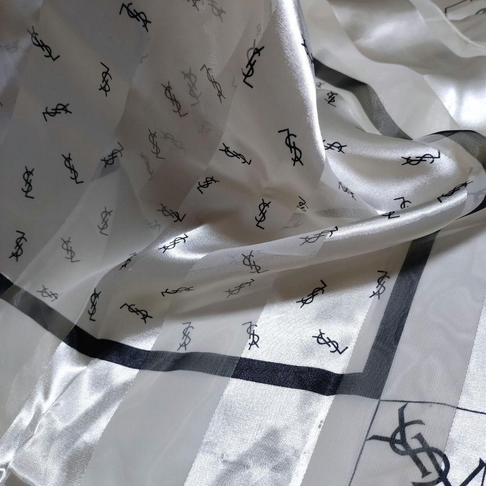 Yves Saint Laurent Ysl Woman Logo Large Scarf Antique Silver Limited ...