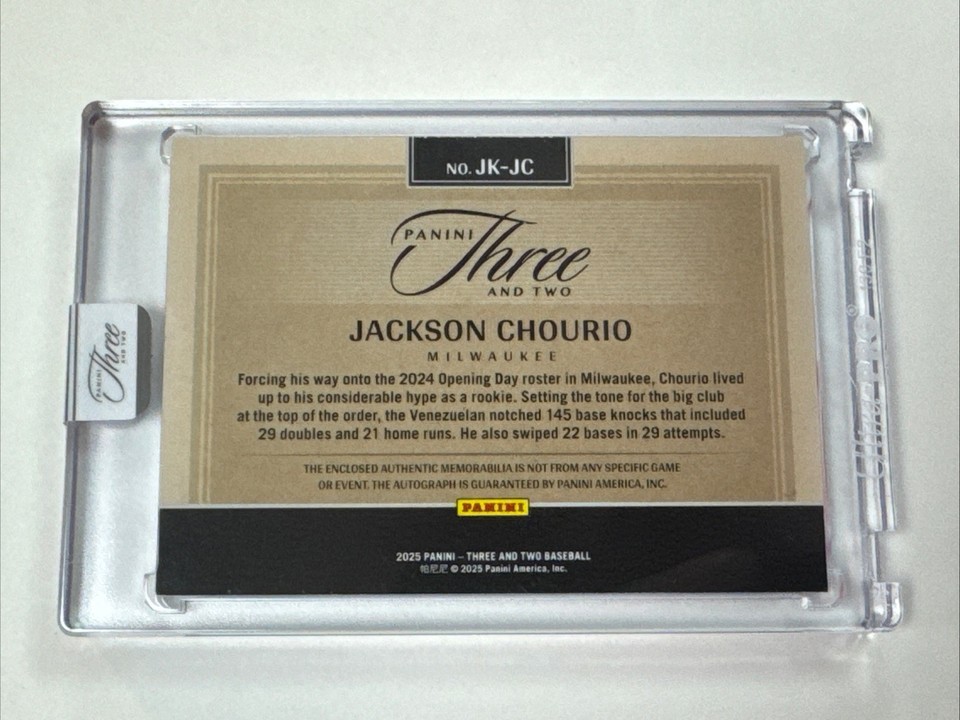 Jackson Chourio 2025 Three and Two Jersey Autographs Holo SIlver /49 ...