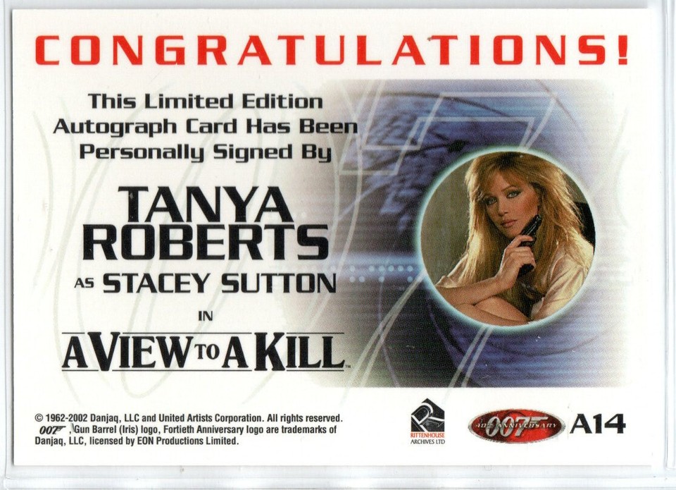 JAMES BOND 40TH ANNIVERSARY A14 TANYA ROBERTS AS STACEY SUTTON ...