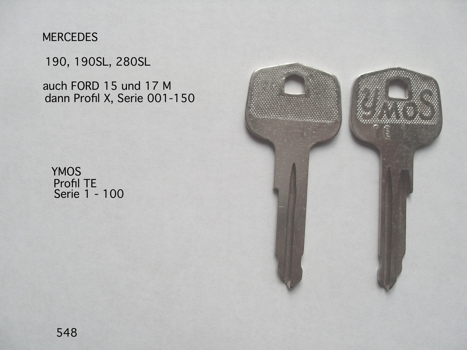 MERCEDES 180/220SL,280SL 1 ORIGINAL Schlüssel Rohling YMOS TE OLDTIMER ...