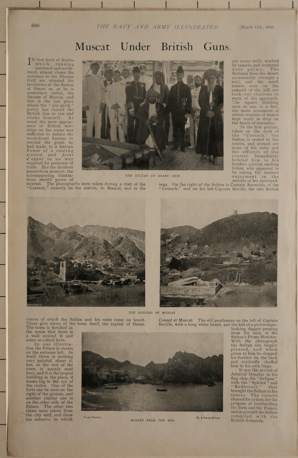 1899 BOER WAR ERA PRINT MUSCAT UNDER BRITISH GUNS SULTN OF OMAN ON ...