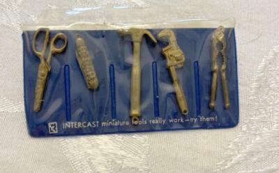 Vintage miniature tool set intercast pocket knife hammer pipe wrench ...
