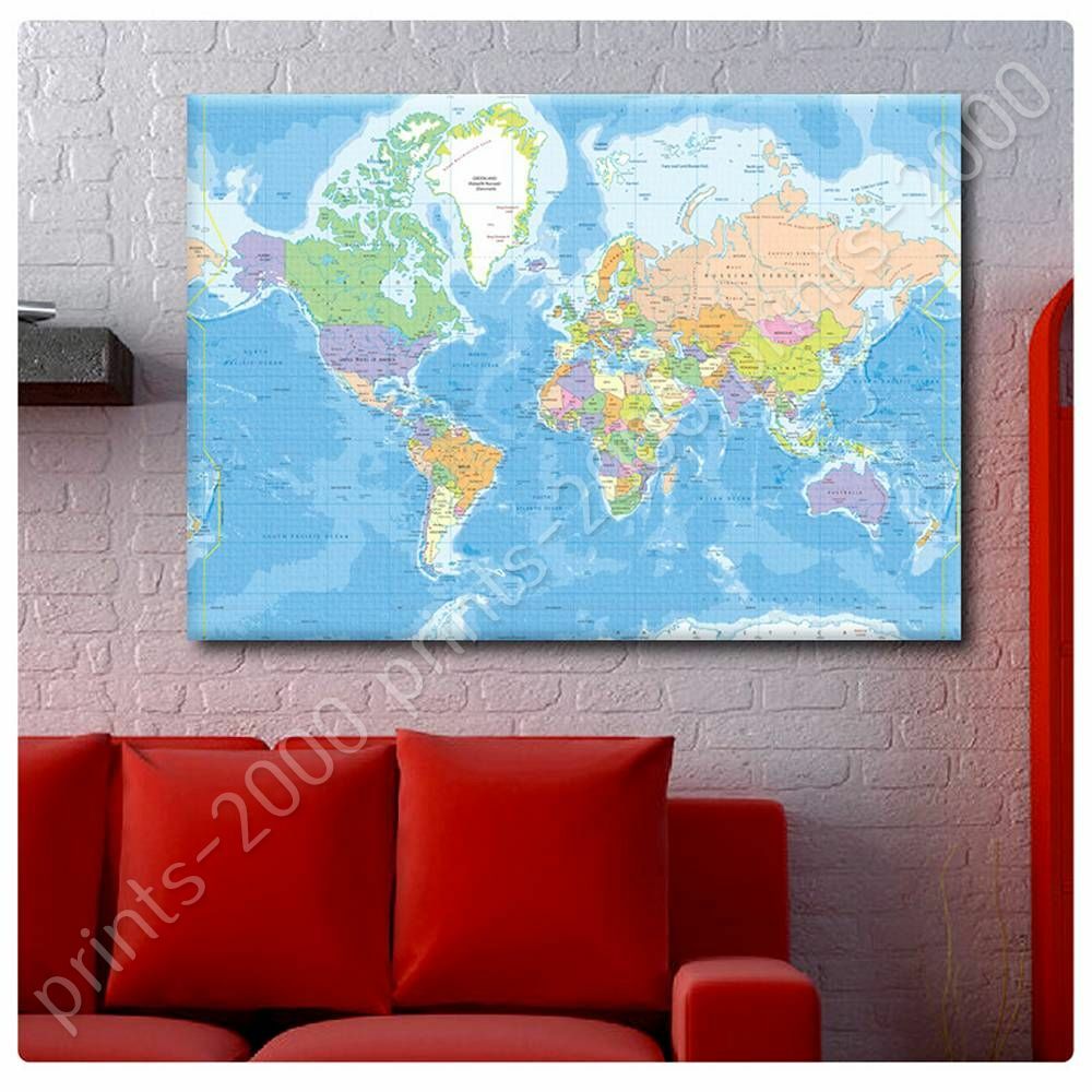 Large World Map Decal Vinyl Wall Stickers For Modern Wall Design For