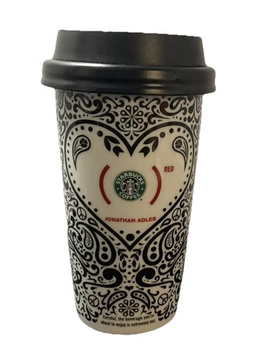 Starbucks Jonathan Adler Red 12 oz Ceramic Travel Mug w/Lid Limited ...