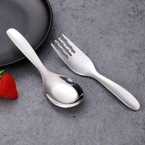 1Pcs Stainless Steel Kids Spoon Fork Kids Learning Eating Baby Teaspoon ...