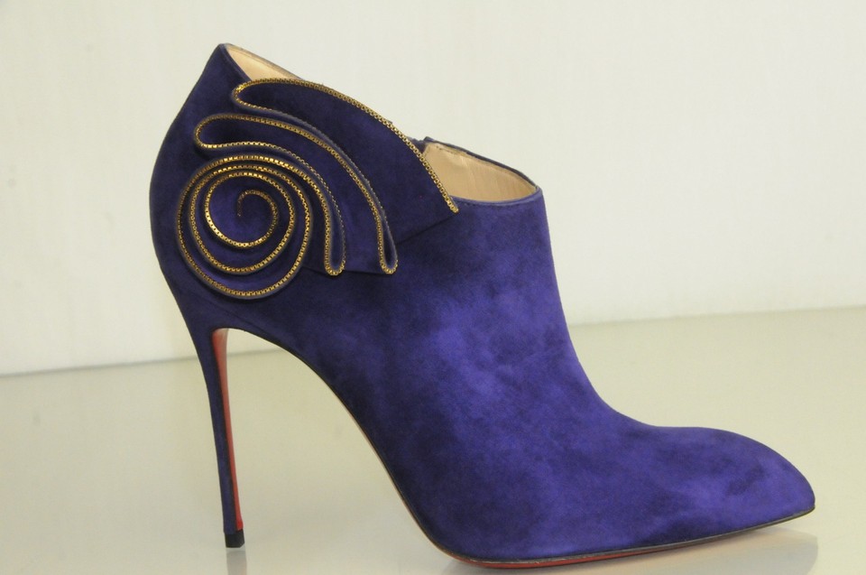 $1395 NEW Christian Louboutin MRS Baba 100 Ankle Boots Purple Suede ...