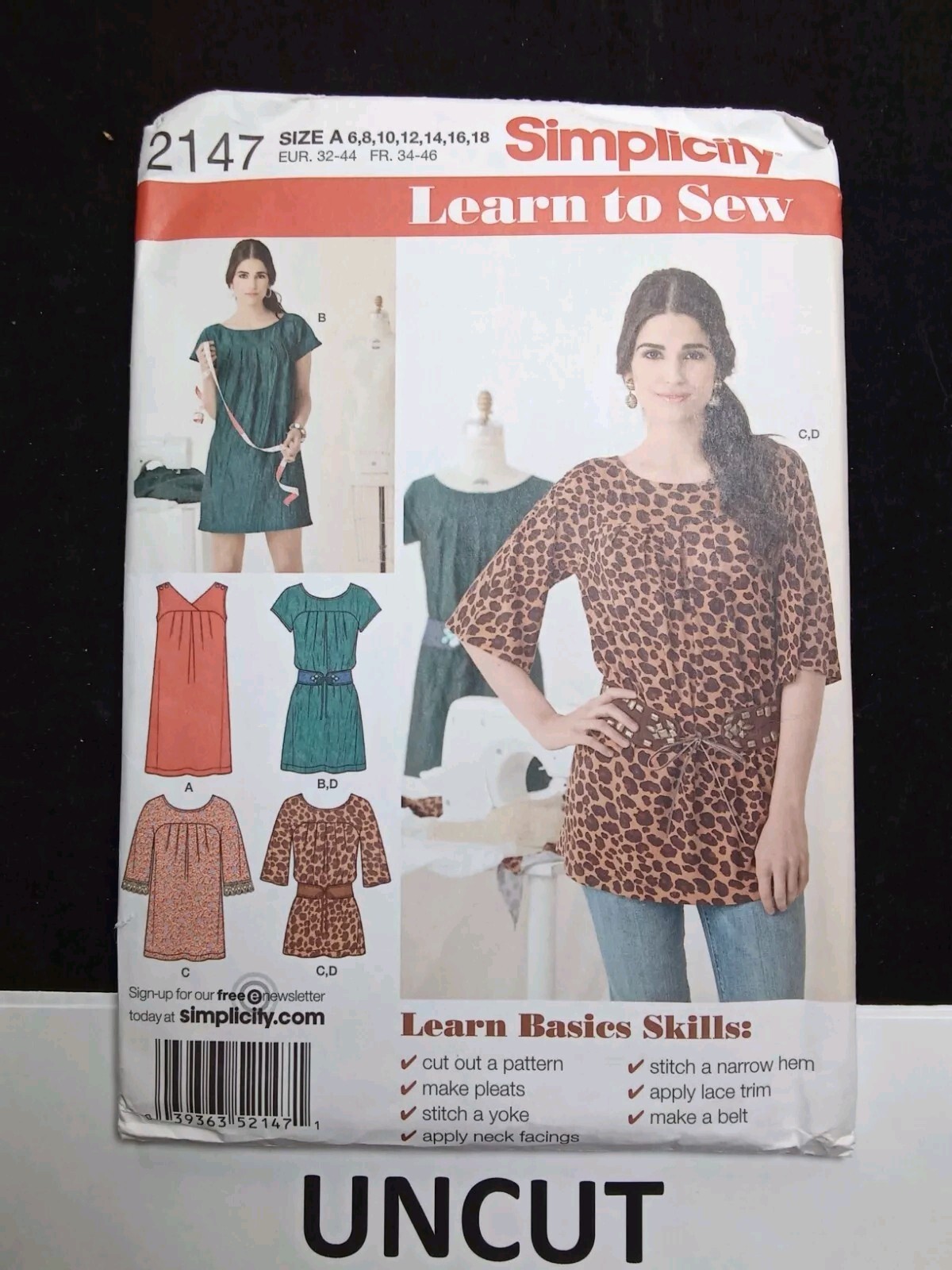 Simplicity 2147 Misses Mini Dress Tunic Pattern Learn to Sew UCT Sz 6 ...