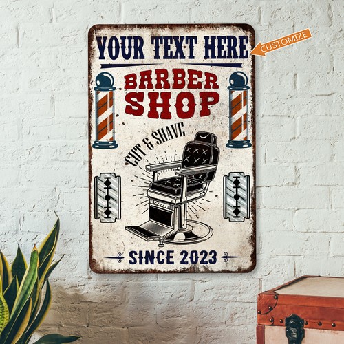 Personalized Barber Shop Sign Barber Pole Razor Hairdresser Decor ...