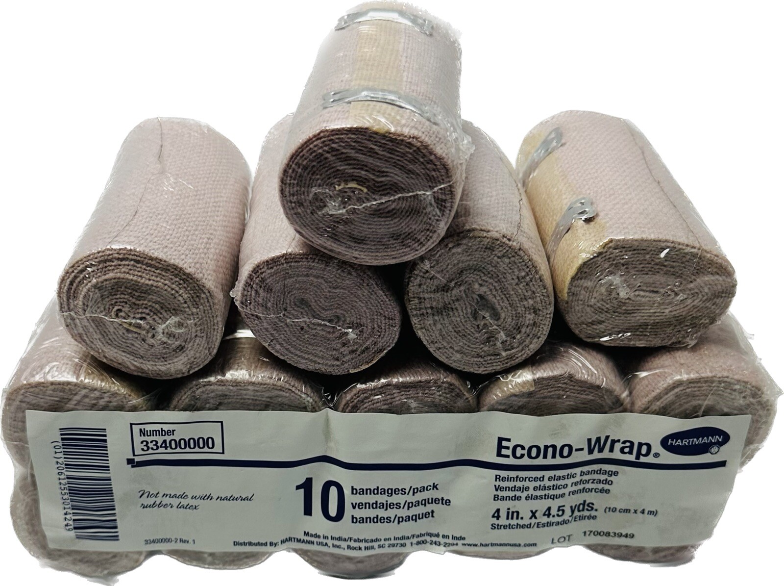 15 Rolls Hartmann Econo Wrap Elastic Bandage Roll 4' X 4.5 Yds 33400000 ...