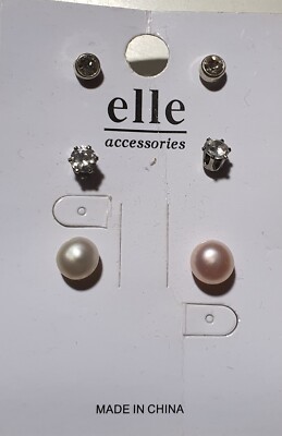 Elle Accessories 3 x Pairs of Stud Earrings on Original Backing Card ...