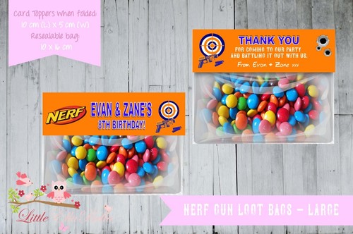 PERSONALISED BIRTHDAY LOLLY/LOOT BAG & TOPPER - NERF gun bullets | eBay ...