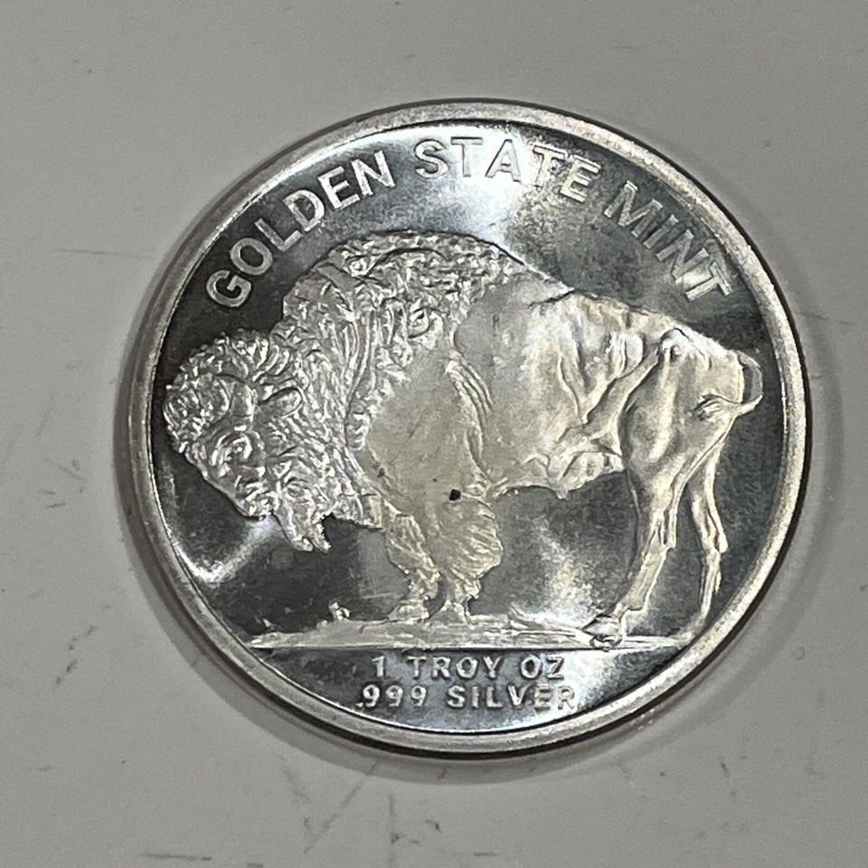 Indian Head Buffalo Bison Liberty Golden State Mint - 1 Troy OZ Silver ...