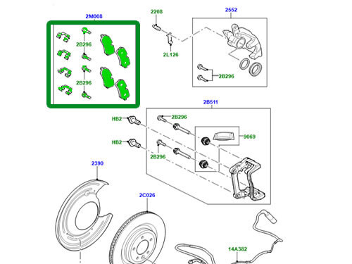 LAND ROVER REAR BRAKE PADS DISCOVERY RANGE ROVER 19 SPORT 18 DEFENDER ...