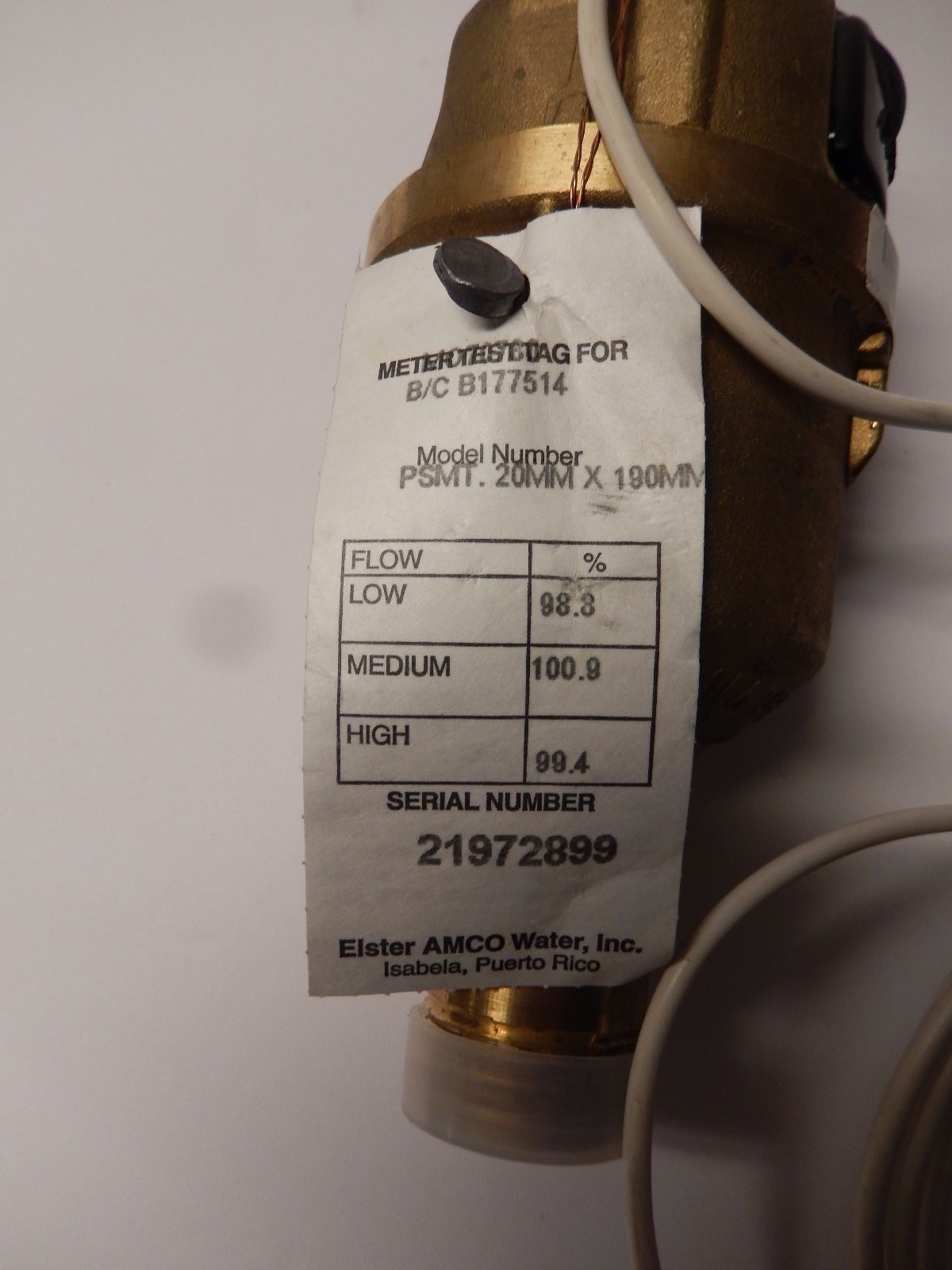 NEW Elster Amco V100 Water Meter PSMT. 20mm x 190mm PSM - PN16 - 3/4 ...