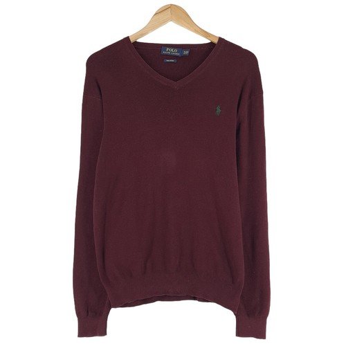Polo Ralph Lauren Rouge Bordeaux Col V Pull Hommes Taille M | eBay