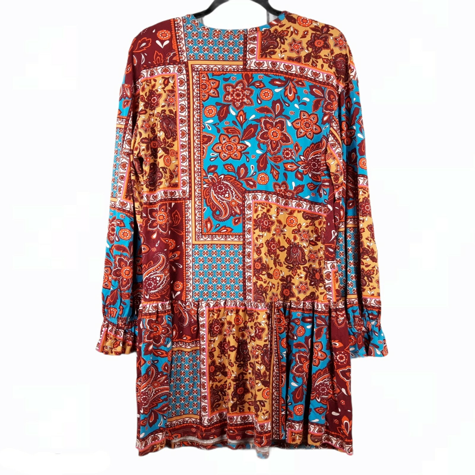 Zara Paisley Print Patchwork Dress Size Large - Gem