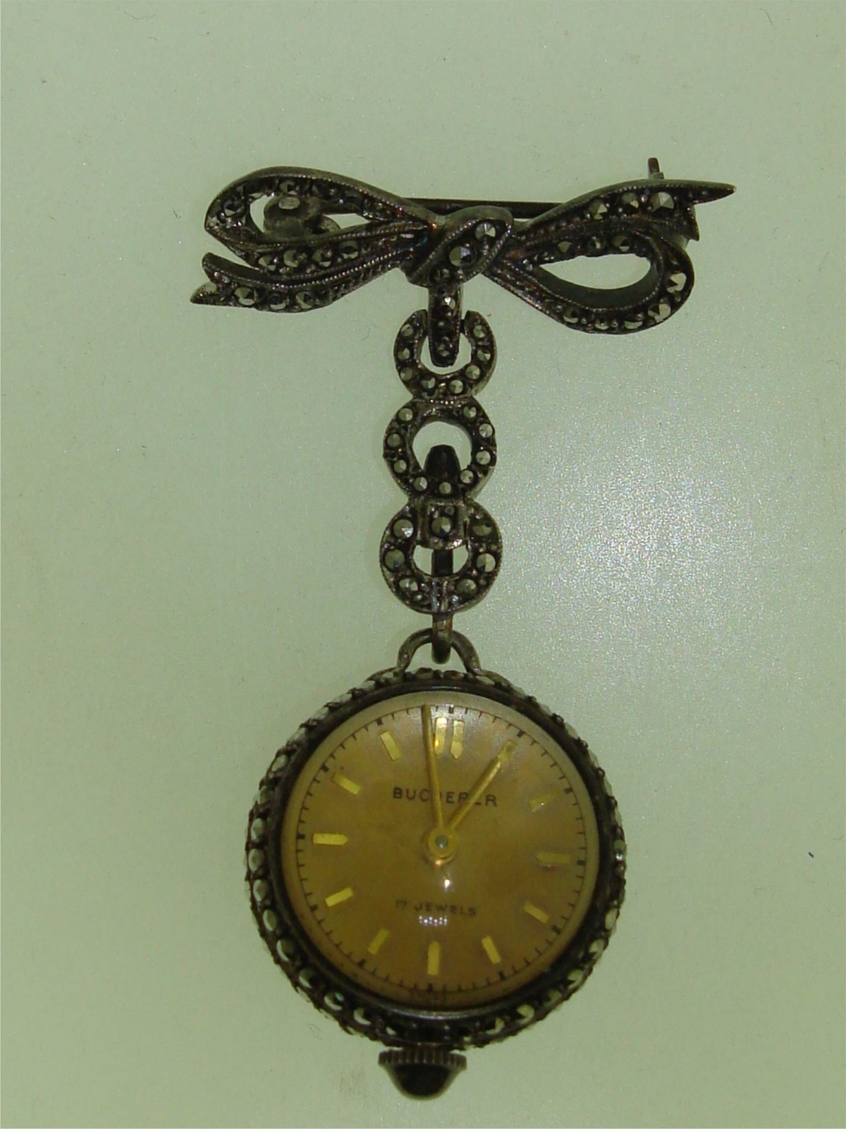 VINTAGE BUCHERER 17 JEWELS SKELETON BUBBLE WATCH PIN … - Gem